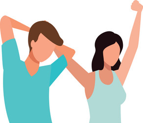 Faceless couple together stretch in black Vector Image
