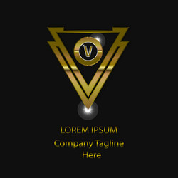 Bright shining logo in gold color Royalty Free Vector Image