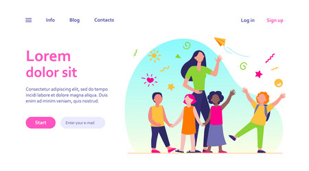 Students with their teacher Royalty Free Vector Image