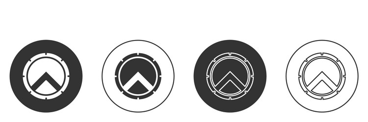 Black greek shield with greek ornament icon Vector Image