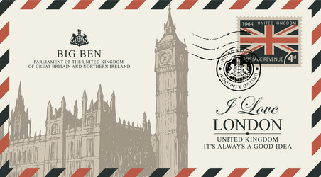 Vintage postcard with the big ben in london Vector Image