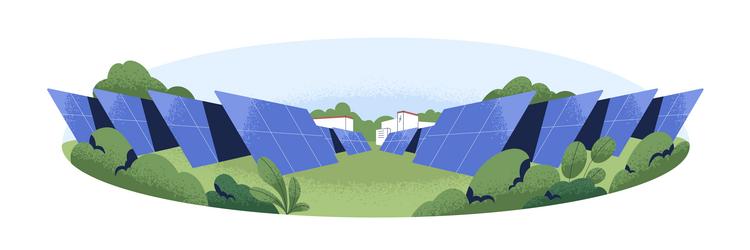 Solar battery panel flat cartoon Royalty Free Vector Image