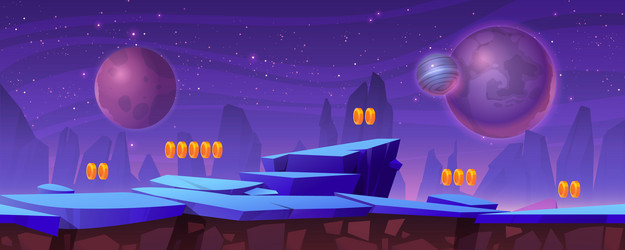 Game Space Background Floating Platform Ui Vector Image