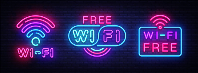 Wifi neon sign symbol glowing Royalty Free Vector Image
