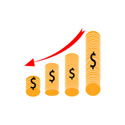 Currency logo down icon design Royalty Free Vector Image