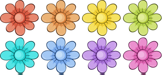 Isolated set flower in four colors Royalty Free Vector Image