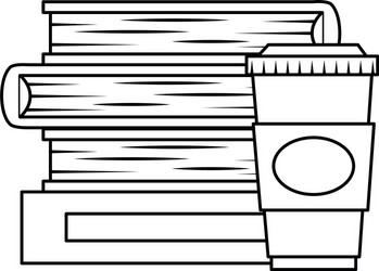 Pile text books with coffee drink Royalty Free Vector Image