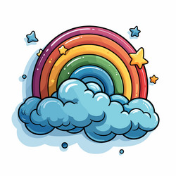 Rainbow hand-drawn comic rainbow doodle style Vector Image