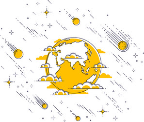 Small earth in endless space surrounded Royalty Free Vector