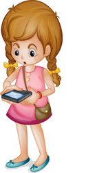 Cute woman cartoon using mobile phone Royalty Free Vector