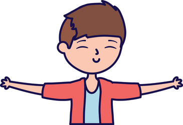 Happy young man open arms cartoon Royalty Free Vector Image