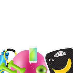 Background with fitness equipment Royalty Free Vector Image