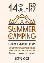 Summer camp poster with nature landscape Vector Image
