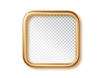 Gold border soft corner square with shadows Vector Image