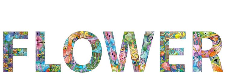 Word flower for coloring decorative Royalty Free Vector