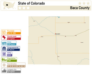 Map of baca county in colorado usa arranged Vector Image