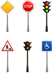 Road signs colorful set stickers Royalty Free Vector Image