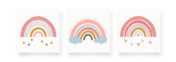 Three rainbows for baby girl nursery clipart Vector Image