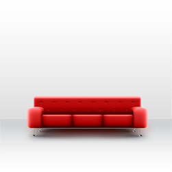 A realistic red couch in white room Royalty Free Vector