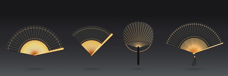 Chinese hand fan red and gold handheld souvenir Vector Image