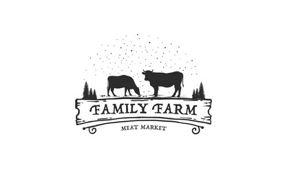 Family farm logo design beef label emblem logo Vector Image