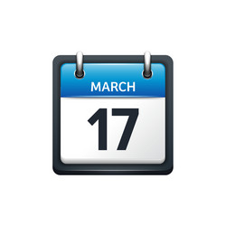 March 17 flat daily calendar icon date Royalty Free Vector