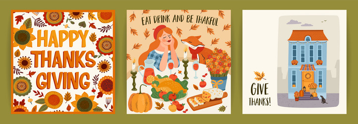 Happy thanksgiving cute lady Royalty Free Vector Image