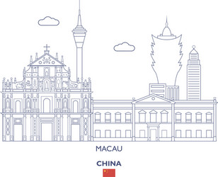 Famous red temple gate pavilion in macau china Vector Image