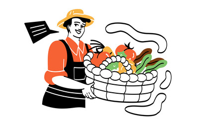 People picking harvest Royalty Free Vector Image