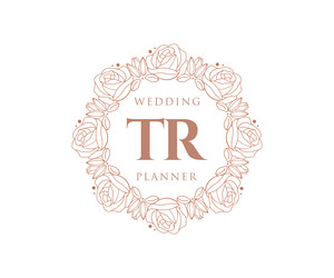 Tr initials letter wedding monogram logos Vector Image