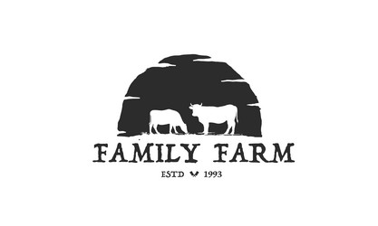 Family farm logo design beef label emblem Vector Image