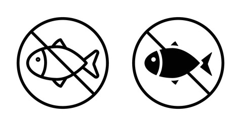 No fish icon set ban seafood rounded symbol Vector Image