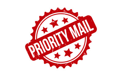 Red priority mail rubber stamp seal Royalty Free Vector