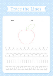 Trace lines worksheet preschool writing practice Vector Image