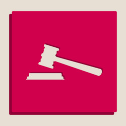 Justice hammer sign grayscale version Royalty Free Vector