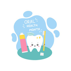 Oral care month teeth Royalty Free Vector Image