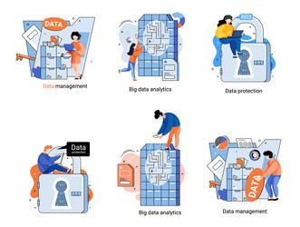 Big data analytics platform management Royalty Free Vector