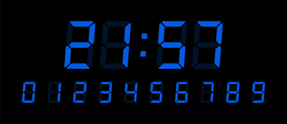 Digital clock number set Royalty Free Vector Image