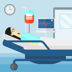 Patient lying in hospital bed Royalty Free Vector Image