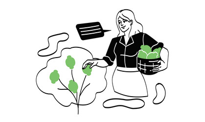 People picking harvest Royalty Free Vector Image