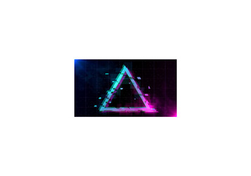 Retrowave vaporwave synthwave circle triangle Vector Image