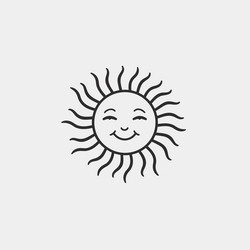 Sun hand-drawn comic sun doodle style cartoon Vector Image