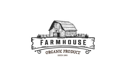 Vintage farm barn logo design - wood Royalty Free Vector