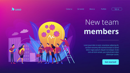New team members concept landing page Royalty Free Vector
