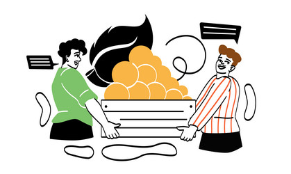 People picking harvest Royalty Free Vector Image