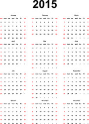 Simple 2015 year calendar on white background Vector Image