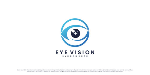 Eye vision logo design template with circle Vector Image