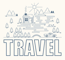 Flat linear landscape Royalty Free Vector Image