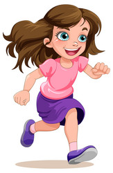 Running girl cartoon character Royalty Free Vector Image