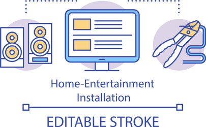 Linear icon home theater with speakers Royalty Free Vector